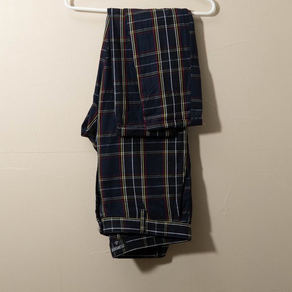 Pants | Elwood Mens Plaid Cotton Slim Fit Pants Navy Red Tartan 34 ...